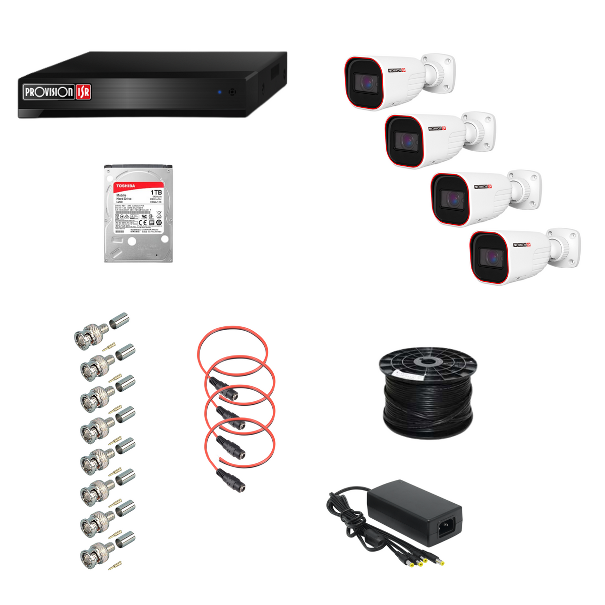 PROVISION - 4CH DVR KIT 1x1TB HDD 4XBullet 5A PSU – Security Superstore ...